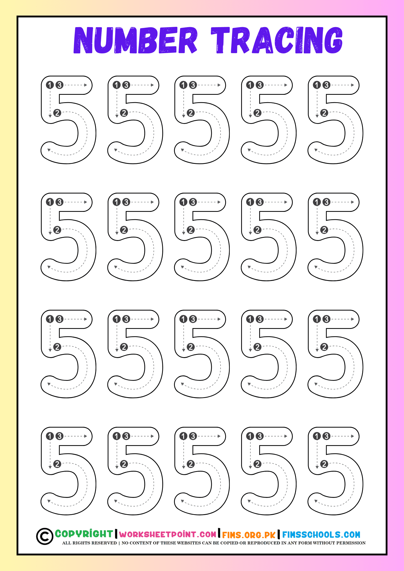 Number Tracing Worksheets - Free Printable Worksheets- Download Pdf